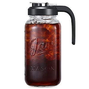 AOZITA Glass Pitcher with Lid - 2 Quart Mason Jar Pitcher with Filter Lid, Wide Mouth Jar Leak-proof Water Jug, Heavy Duty Container for Water, Juice, Milk, Tea, Iced Coffee, and Drinks