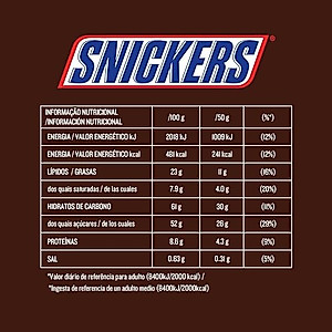 Snickers Bar with Caramel and Roasted Peanuts Chocolate Covered, 24 bars x50g (1200g)