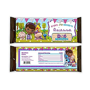 10 Blue and Teal Birthday Party Custom Large Hershey Candy Bar Wrappers Inspired by Doc MCstuffin