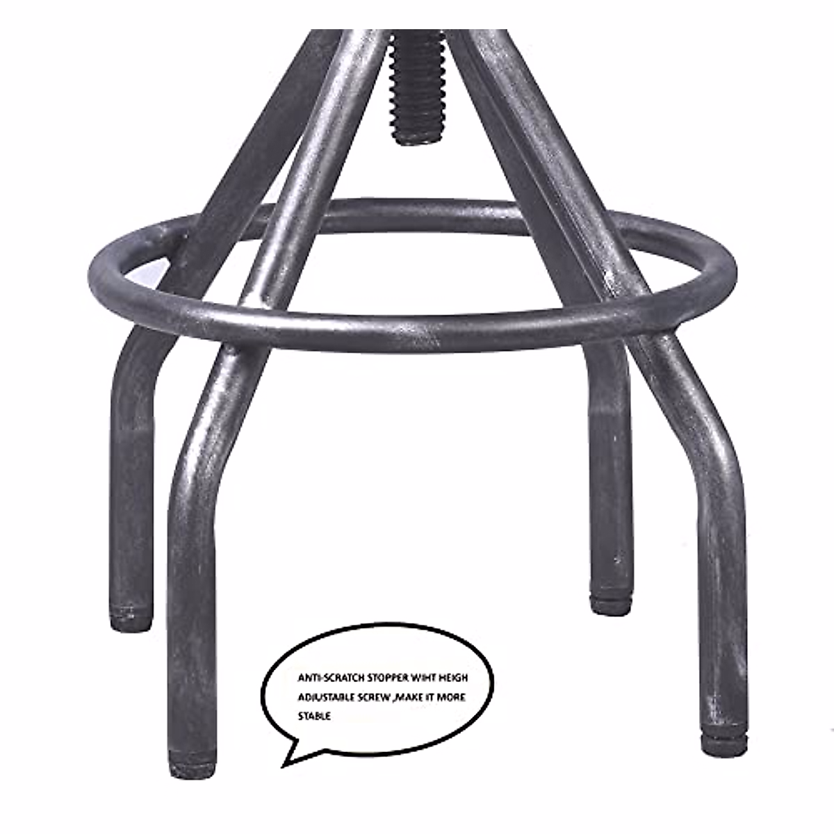 Diwhy Industrial Vintage Bar Stool,Kitchen Counter Height Adjustable Pipe Stool,Cast Iron Stool,Swivel Bar Stool with Backrest,Metal Stool,Silver,Fully Welded Set of 2 (Wooden Top)