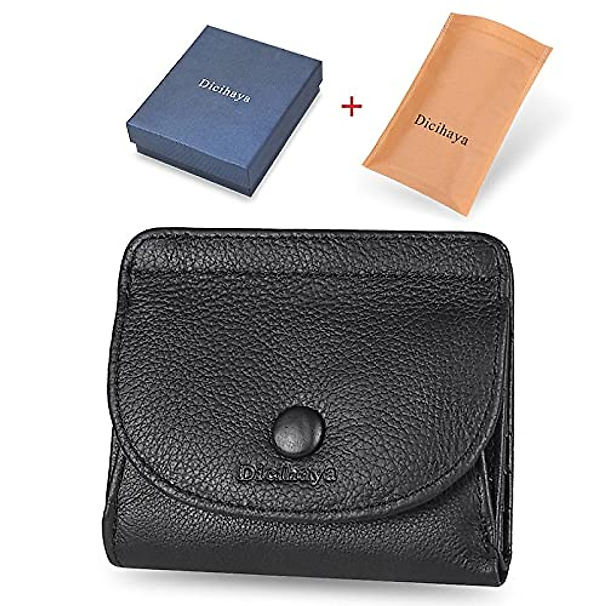 Dicihaya Female Small Wallets Coin Purse Mini Genuine Leather Wallet Bifold Pouch Multiple Cards Holder