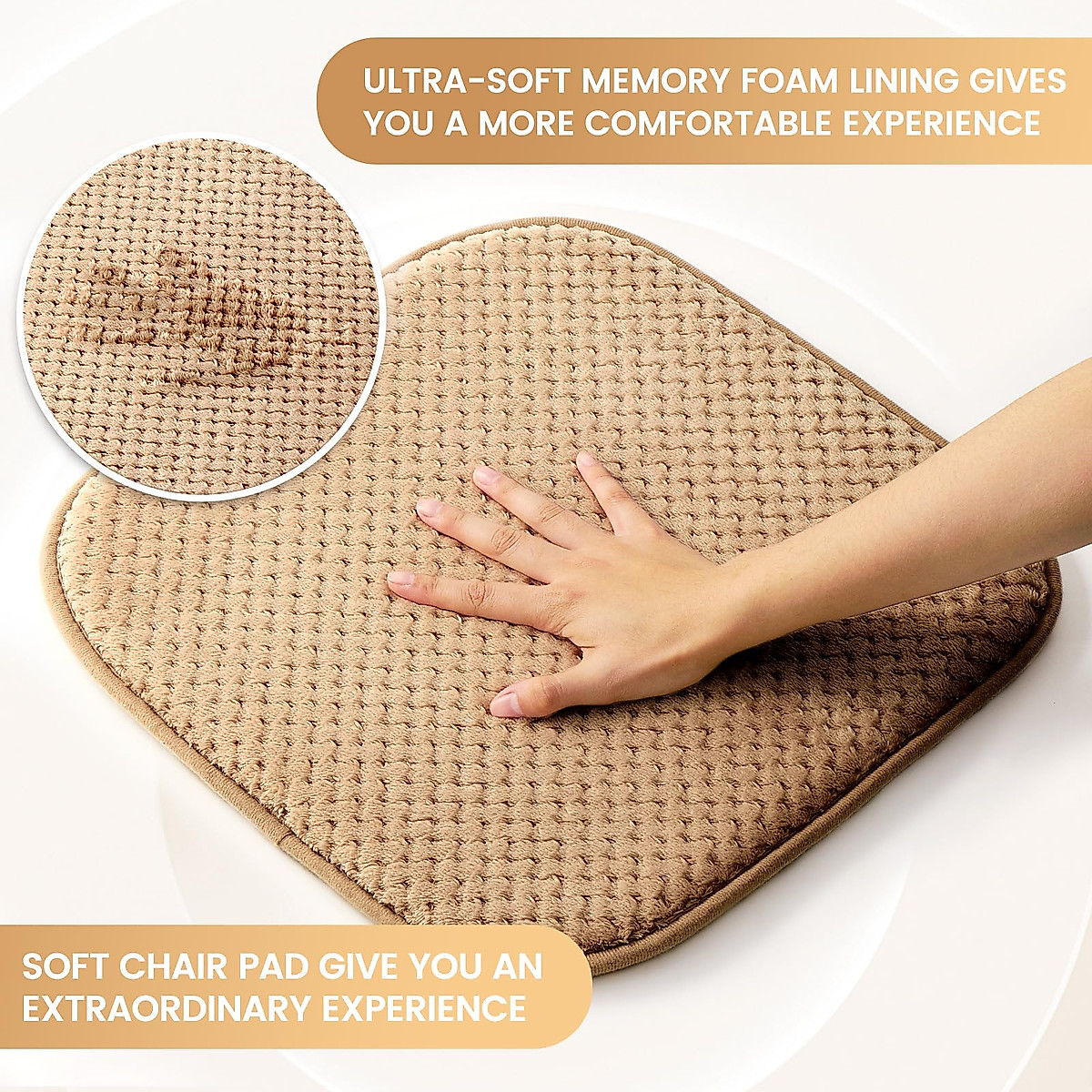 BSAOUTZ Seat Cushions for Dining Chair 4 Pack, 16×16 Kitchen Chair Cushions, Non Slip Washable Chair Pad for Kitchen Chair, Rocking Chair, Outdoor Chair, 16x16 Taupe