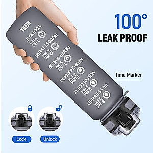 NOIFYS Motivational 32 oz/24 oz Water Bottle with Time Marker, Updated BPA Free Leak Proof Water Bottles With Fruit Strainer and Straw, Perfect For Fitness Gym Outdoor