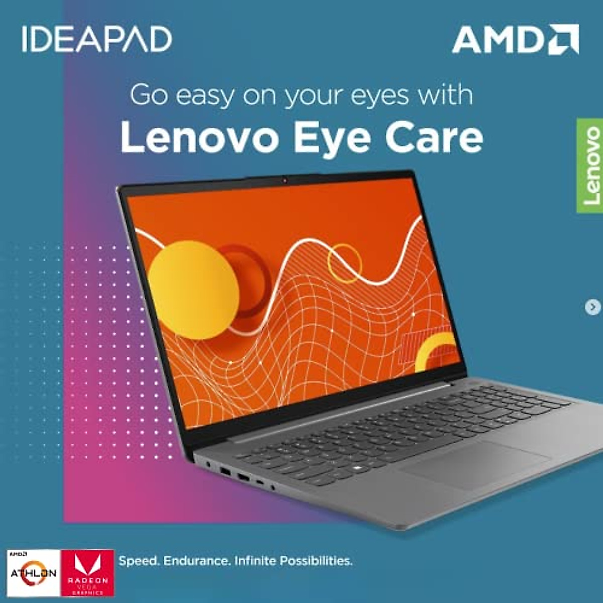 Lenovo IdeaPad, 8GB RAM, 256GB SSD, AMD Dual-core Processor, 15.6 Inch HD Anti-Glare Display, Long Battery Life Up to 9.5Hr, HDMI, SD Card Reader, Windows 11, 1 Year Microsoft 365