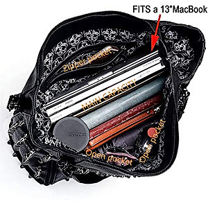 Chikencall® Women Studded Skull Handbag and Purses PU Leather Big Tote Crossbody Shoulder Bag Black