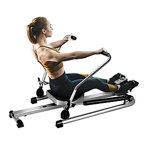 Health & Fitness Dual Function Magnetic Rowing Machine w/Digital Monitor, Multi-Exercise Step PlatesHome Use - Folding,for Cardio Exercise, Soft Seat
