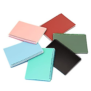 Spiral Notebook, 6 Pcs A5 Thick Plastic Hardcover 8mm Ruled 6 Color 80 Sheets -160 Pages Journals for Study and Notes (6 colors, A5 5.7" x 8.3"-Ruled)