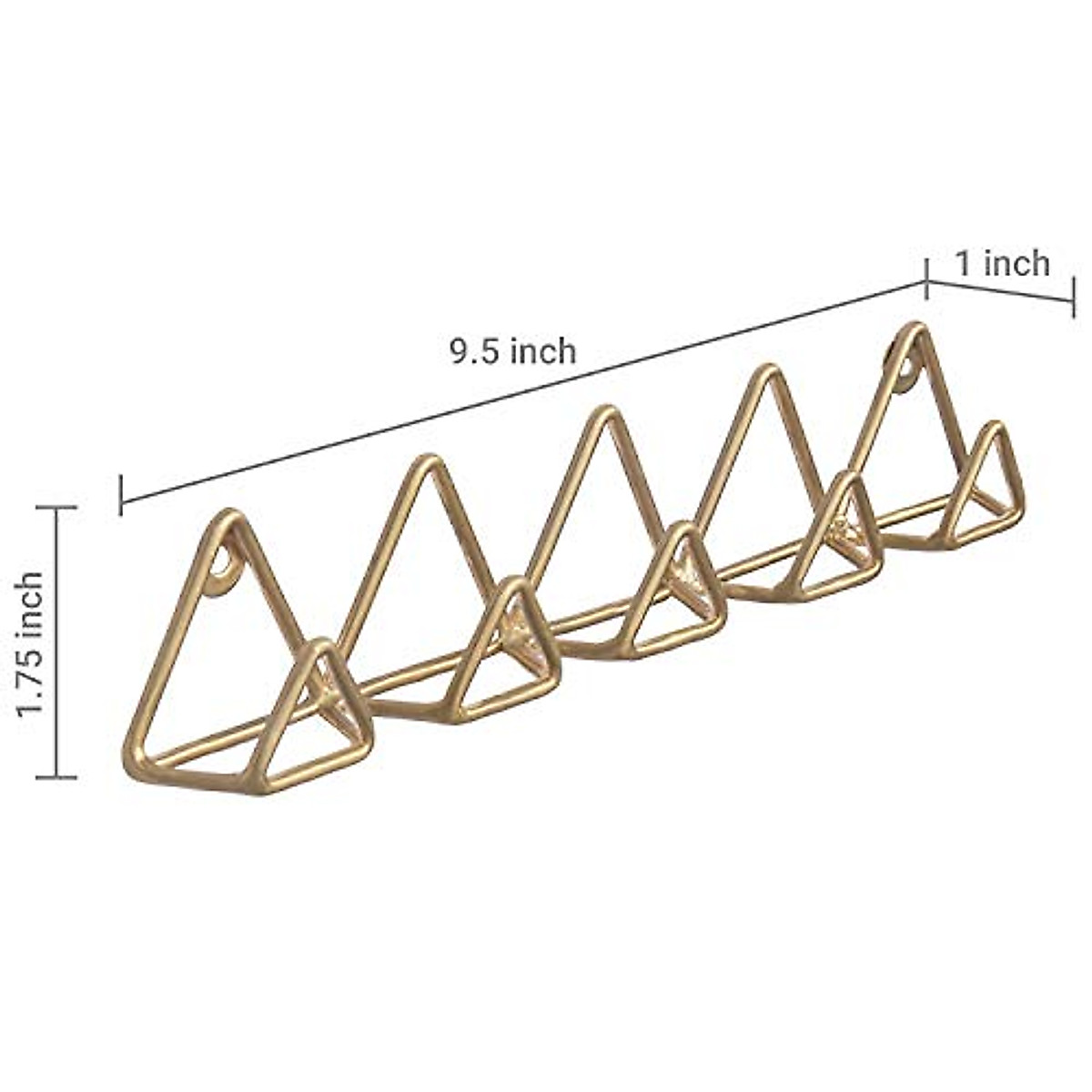 MyGift Modern Gold Metal Wall Key Rack Organizer for Wall with 5 Hooks and Triangle Design