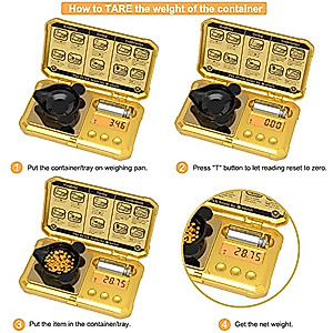 MAXUS Steampunk Digital Scale 200g x 0.01g Precision with 50g Calibration Weight. Golden, Skull-Embossed, Backlit LCD, Stainless Steel Platform for Food or Items.