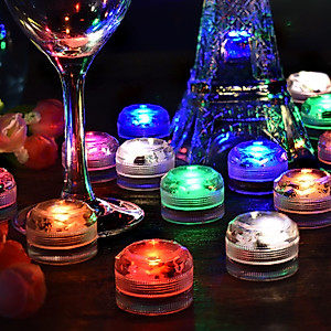 Mini Submersible Led Lights with Remote, Multicolor Underwater Tea Lights Candles, Waterproof Submersible Tea Lights Battery Operated Submersible Pool Lights for Wedding Vase Festival Party, 20pcs