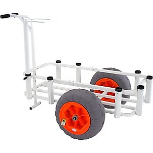 VEVOR Beach Fishing Cart, 350 lbs Load Capacity, Fish and Marine Cart with Two 16" Big Wheels PU Balloon Tires for Sand, Heavy-Duty Aluminum Pier Wagon Trolley with 8 Rod Holders for Fishing, Picnic