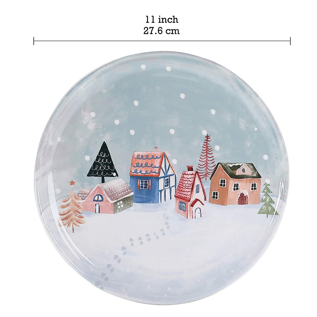 Bico Nordic Village 11 inch Dinner Plates, Set of 4, for Pasta, Salad, Maincourse, Microwave & Dishwasher Safe