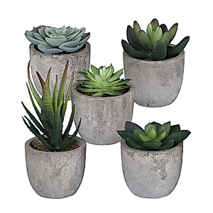 Set of 5 Succulents Fake Plants Bedroom Aesthetic Small Fake Plants Bathroom - Mini Fake Plants Decor for Office Desk Decor - Tiny Realistic Fake Succulent Plants Artificial Potted Set Cute Decoration