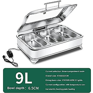 9L Electric Chafing Dish, Food Heating Trays Buffet, Buffet Servers and Warmers, Stainless Steel Dish for Parties Perfect for Parties, Entertaining Holidays
