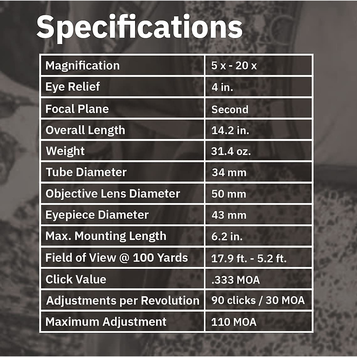 Huskemaw 5-20x50 Tactical Hunter LR Riflescope
