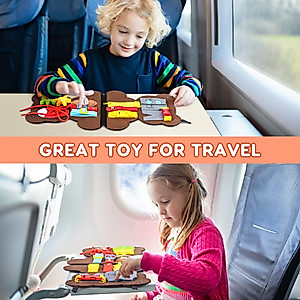 Esli Esli Teddy Busy Board for Toddlers, Sensory & Fine Motor Skill Toddler Activities for Travel Airplane Car, Montessori Toys Gifts for 3 4 5 Year Old Boys Girls, Learning Toys for Toddlers