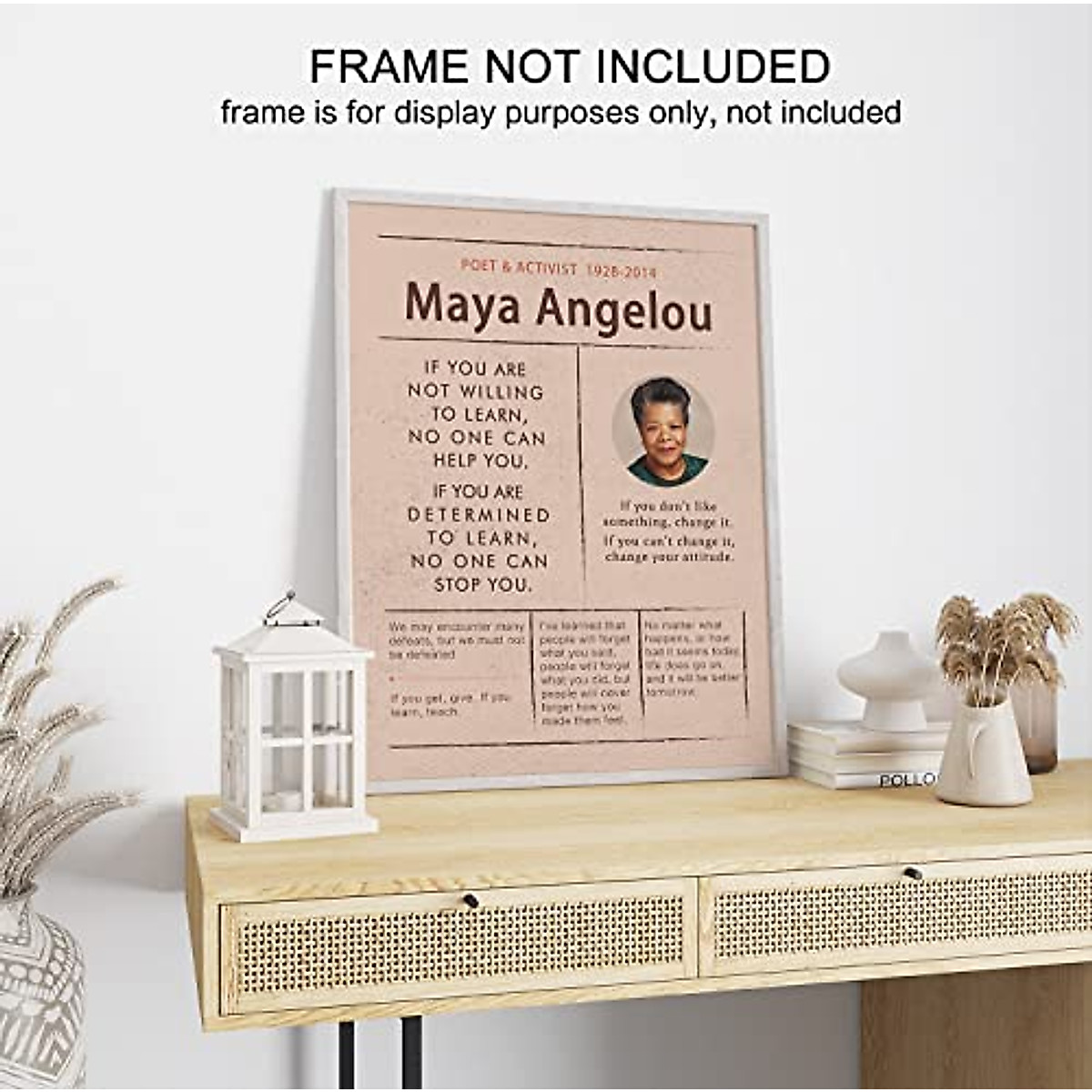 Motivational Poster Wall Art - Office Wall Art & Decor - Positive Quotes Wall Decor - Encouragement Gifts - Positive Sayings for Wall Decor - Inspirational Wall Art Maya Angelou Quote, 8x10" Unframed