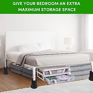 DEDU Bed Risers 6 Inch Heavy Duty 6 Pack, Furniture Risers with Caster Pads Supports Up to 6600 Lbs, Round Couch Risers for Sofas, Desk (Black)