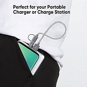 CableCreation 2 in 1 USB C Cable 0.8ft, Braided Micro USB + USB C to USB A Fast Charge Cord Compatible with Galaxy S22 Ultra Note 8, Pixel XL, Android & USB-C Devices, 0.25 M/Space Gray