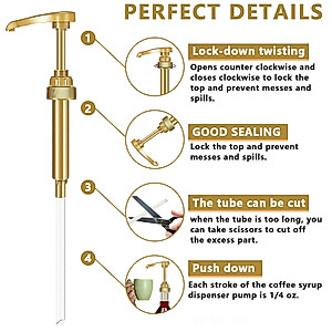 ZTTXL 10 Packs Coffee Syrup Pump Dispenser,Fits 25.4 Oz/750ml Coffee Flavoring Syrup Bottles,No Dripping, Fits Home & Coffee Bar Drinking Mixes,Free 4 Golden Spoons