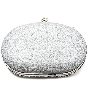 Ofuleo Luxury Crystal Clutch Women Rhinestone Evening Bag for Party and Wedding (Silver)