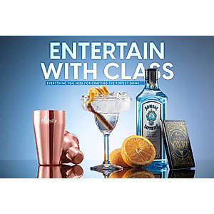 ROCKSLY MIXOLOGY BAR Set Premium Bartender Kit, Rectangular Tool Stand, Cocktail Shaker Strainer, Jiggers, Spoon, Tongs, Muddler, Pourers, Opener 10 Pc