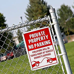8 Pcs No Parking Signs 14 x 10 inch Violators Will Be Towed Sign Metal Aluminum Private Property Signs for Driveway Trespassing Indoor Outdoor Weatherproof Reflective Rust Free