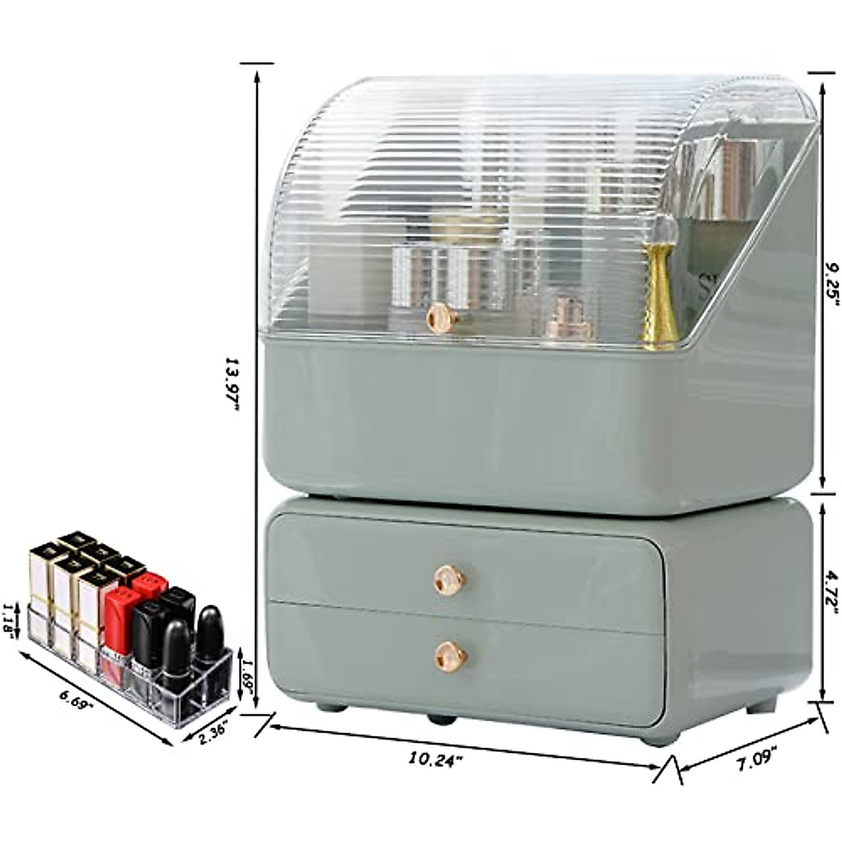 WGLAWL Cosmetic Display Cases, Countertop Makeup Organizer Stands Holder Box Cosmetic Storage Rack Cabinet with Drawers Lipstick Rack, for Bathroom Bedroom Dresser Vanity (Without Lipstick)