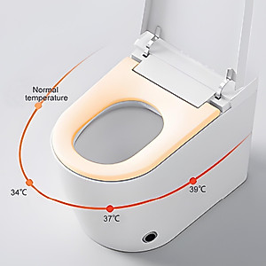 Toilet Smart Toilet Ceramic White with 85mm Wider Bidet Seat Smart Toilet with Bidet Built in Voice Control Bubble Shield L27.56" x W16.14" x H17.32"