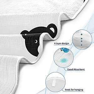 Pigsaly Cute Teddy Bear Faces Hooded Baby Towel Black Animals Baby Bath Towel Unisex Toddlers Hooded Towels Cotton Boy Washcloths Girl Shower Towel for Infant Newborn 30 x 30 in