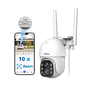 WESECUU Outdoor Security Camera, 2K 2.4G WiFi Cameras for Home Security Outside 360° PTZ, 10 X Digital Zoom with AI Human Detection, IP67 Waterproof, 24/7 Recording, 2-Way Talk, Color Night Vision