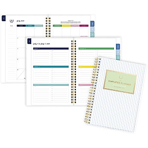 AT-A-GLANCE 2023-2024 Academic Planner, Simplified by Emily Ley, Weekly & Monthly, 5-1/2" x 8-1/2", Small, Monthly Tabs, Flexible Cover, Customizable, Carolina Stripe (EL11-201A)