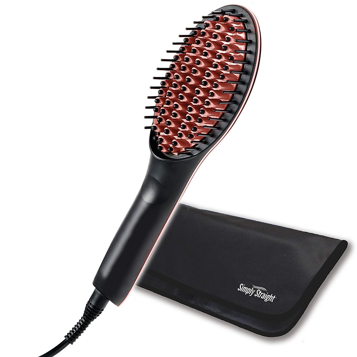 Ontel Simply Straight - Ceramic Straightening Brush | Ultra Fast Heat Up, Compact, Portable, Argan Oil Infused 3D Ceramic Bristles