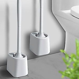 SAAKO Wall Mounted Toilet Brush Plastic with Holder Toilet Cleaner Brush Bathroom Deep Cleaning Toilet Bowl Brush Easy to Install