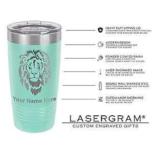 LaserGram 20oz Vacuum Insulated Tumbler Mug, Cancer Awareness Ribbon, Personalized Engraving Included (Teal)