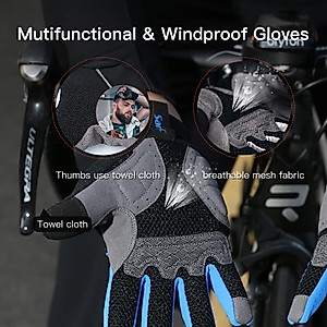 Santic Cycling Gloves Windproof Bike Bicycle Motorcycle Gloves with Gel Pads, Anti-Shock Breathable Mountain Bike Gloves for Men and Women