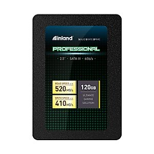 INLAND Professional 120GB SSD 3D NAND SATA III 6Gb/s 2.5" 7mm Internal Solid State Drive (120GB)