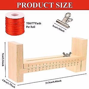YAMSLAM Wooden Jig Bracelet Maker Adjustable Bracelet Maker with 2 Clips Wood Bracelet Jig with 1 Roll 77 YD Braided Rope U Shape Clear Scale Bracelet Jig Kit for Bracelets Necklaces Car Hangings