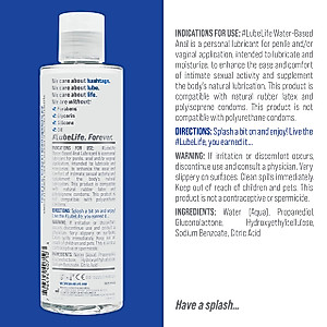 Lube Life Water-Based Anal Lubricant, Personal Backdoor Lube for Men, Women and Couples, Non-Staining, 8 Fl Oz