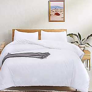 CLOTHKNOW White Comforter Sets Queen White Bedding Comforter Sets Full Plain White Bed Comforter Solid White Queen Size Bedding Set 3Pcs White Comforter Sets Queen