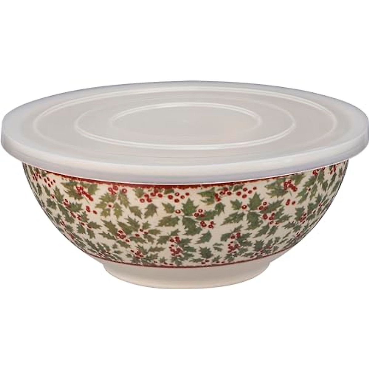 Primitives by Kathy Lidded Bowls - Set of 3 Nesting bamboo bowls with vintage-inspired Christmas designs. Each bowl has it's own lid.