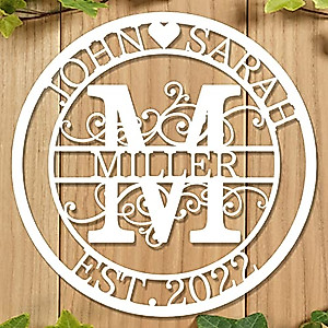 Personalized Last Name Metal Signs - Custom Metal Signs - Split Letter Monogram Sign - Family Name Sign- Metal Wall Art - Outdoor Metal Sign - Housewarming Gift for Couple - Personalized Anniversary Wedding Gift