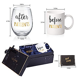 Before Patients, After Patients 11 oz Coffee Mug and 18 oz Stemless Wine Glass Set Gifts Idea for Nurses, Doctors, Hygienists, Assistants, Physician, Dentists Unique Birthday Graduation Gifts Idea