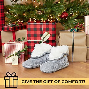 Dearfoams womens Beth Foldover Boot Slipper, Grey Frost, Large US