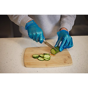 Disposable Blue Vinyl Gloves, Medium Size, Cleaning Gloves, Non Latex, Plastic Gloves, Food Service Gloves, Ambidextrous Gloves, Powder Free, All Purpose Gloves, 100 Count Dispenser Box, Blue Gloves