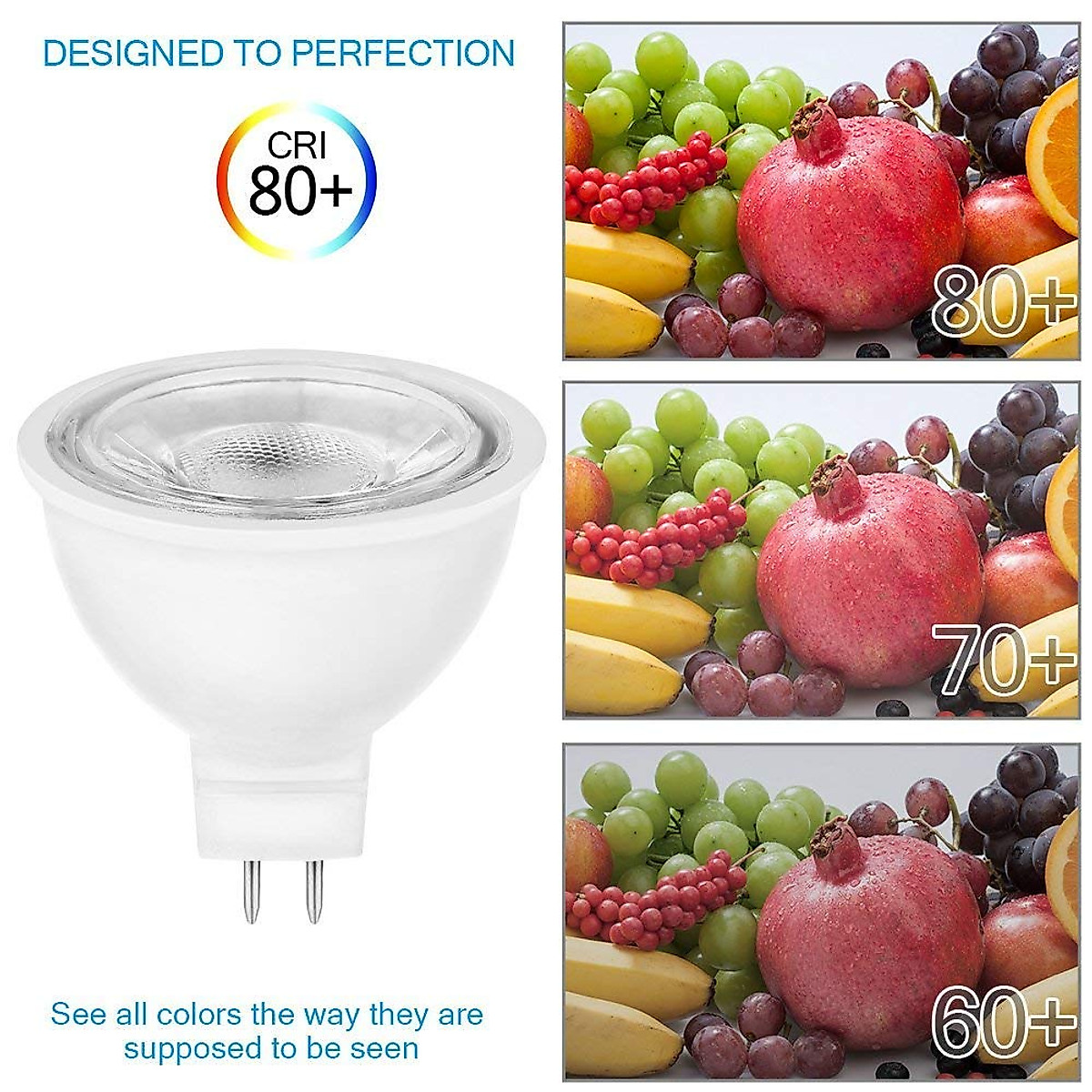 MR16 LED Light Bulbs G5.3 Base 5W Light Bulbs 6000K Spotlight, Non-Dimmable,110V, 5W LED Replacement for 50W Halogen Bulbs for Track Recessed Down Lighting, Pack of 6