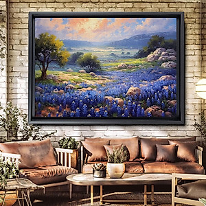 Enchanting Texas, Native Texas Hill Country Bluebonnet Landscape - Fine Art Print Mounted in a White Mat Board