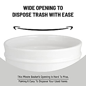Popular Bath Waste Basket, Isabella Collection, White/Chrome