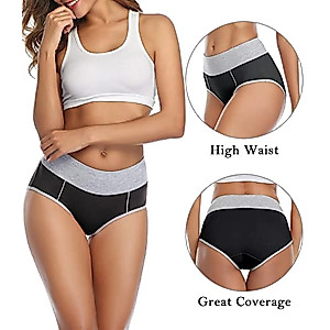 wirarpa Women's Cotton Underwear High Waist Stretch Briefs Soft Underpants Breathable Panties 4 Pack Large