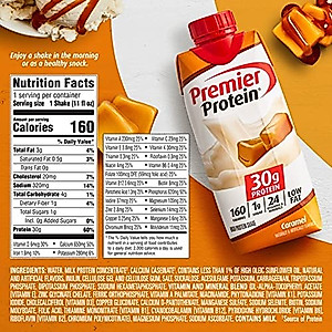 Premier High Protien Shakes Variety Sampler Pack, 11 Fl. Oz Each - Cafe Latte, Chocolate, Vanilla, Caramel, Cake Batter, Chocolate Peanut Butter - 2 of Each Flavor (12 Pack) in The Award Box
